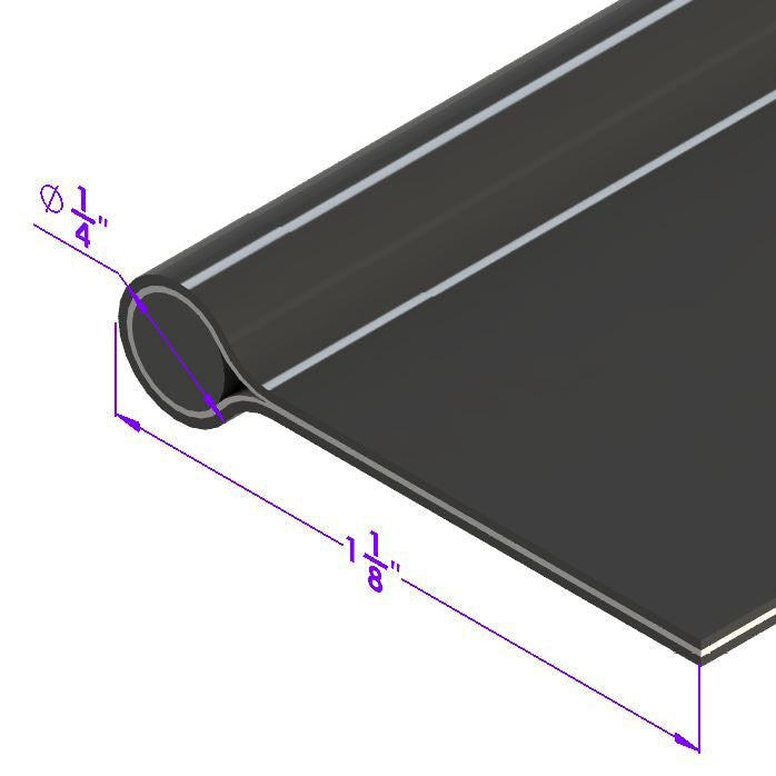 Black Fender Welt - 3/16 in. Bead with 1 in. Wide Flat - LP 16-D ...